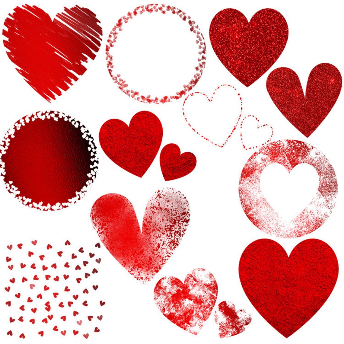 Red Heart Clip Art, Valentines Clipart, Love Clipart, Design Elements ...