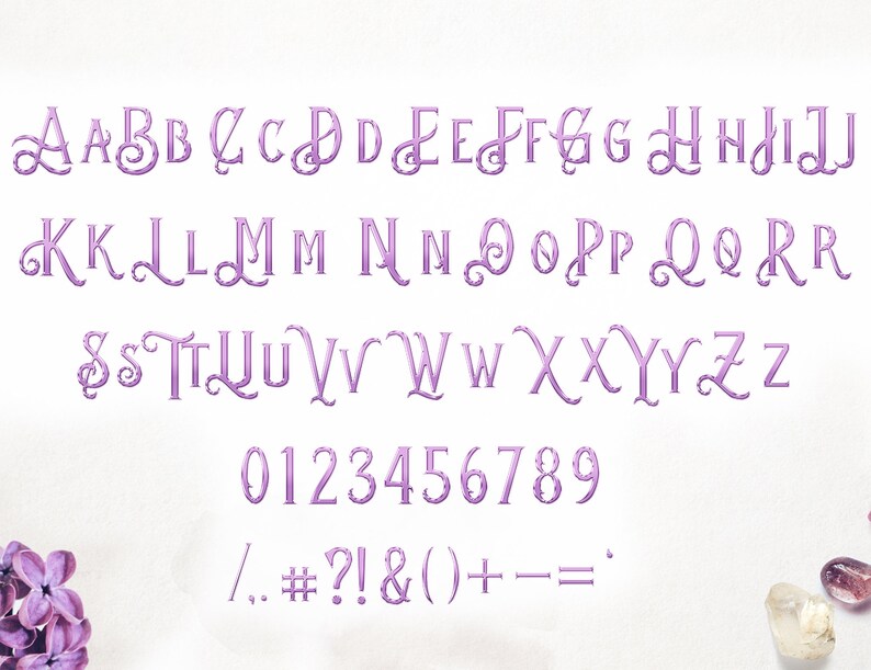Liquid Lilac Alphabet Clipart: Foil Letters, Numbers, Symbols (PNG) - Etsy