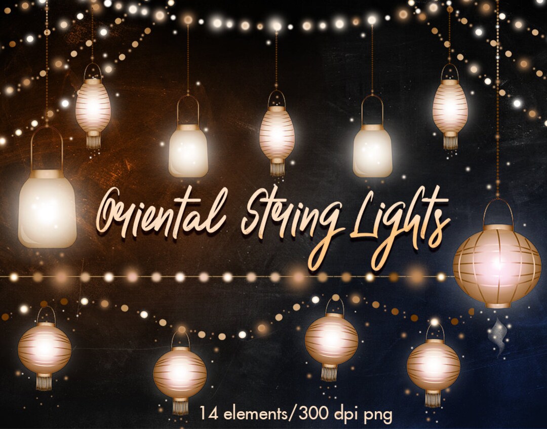 Oriental String Lights Clipart, Bunting Lights Overlay, Fairy Lights ...