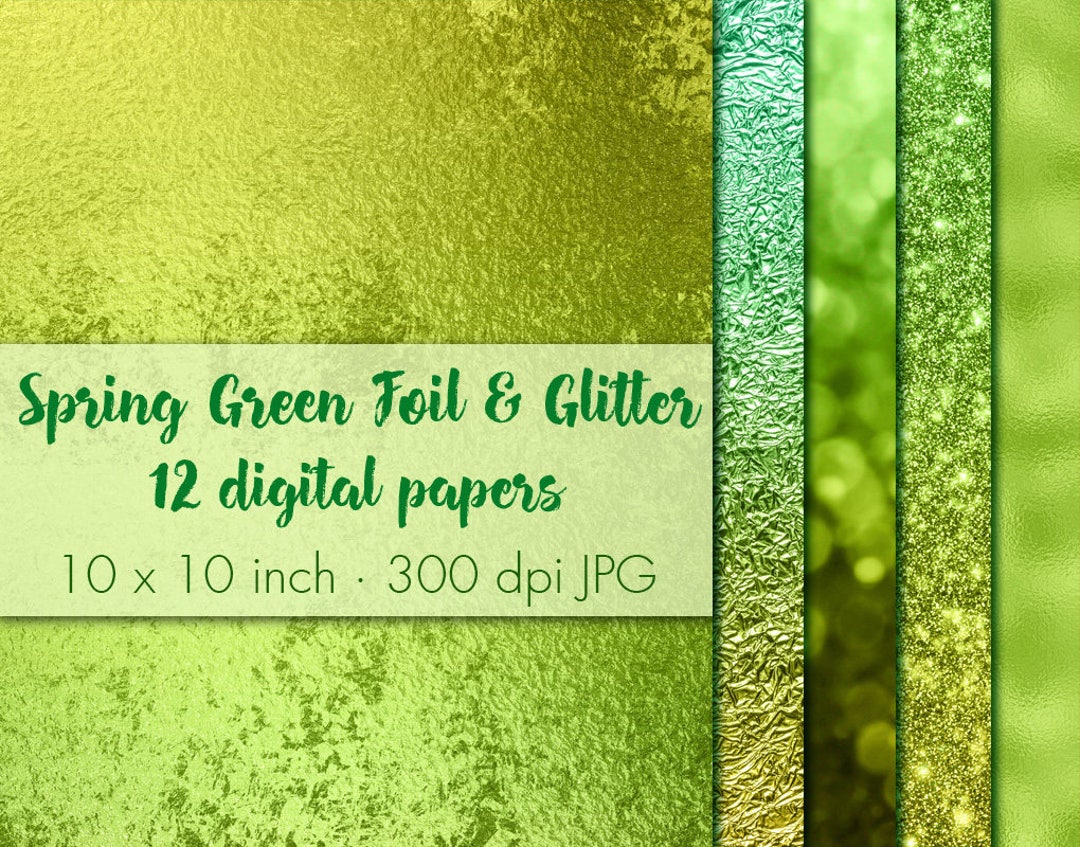 Metallic Green Digital Paper, Metallic Paper Pack, Green Textures ...