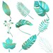 Gold Tropical Leaves Clipart, Navy and Turquoise Tropical Leaves Clip ...