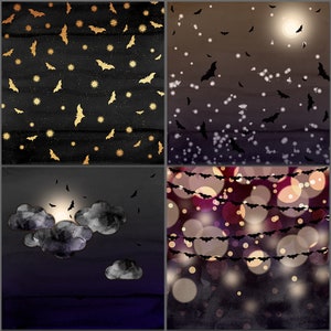 Halloween Digital Paper Clipart, Spooky Night, Halloween Wallpaper ...
