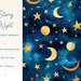 Starry Night Watercolor Digital Paper, Watercolor Paper Clipart, Blue ...
