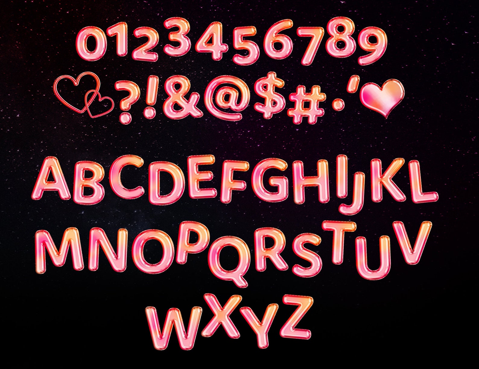 Red Foil Balloon Alphabet Clipart: PNG Letters, Numbers, Symbols ...