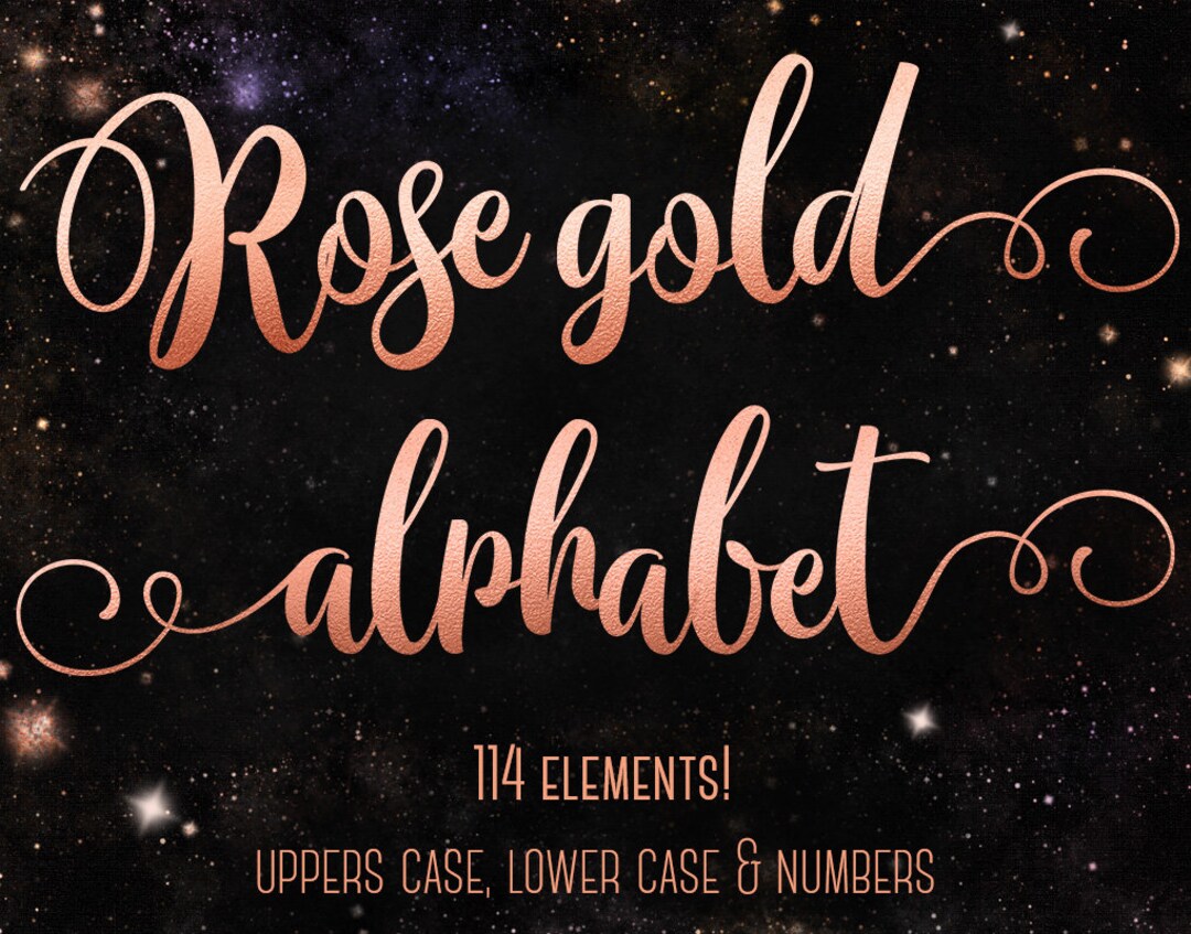 Rose Gold Font, Rose Gold Alphabet Clipart, Rose Gold Foil Alphabet ...
