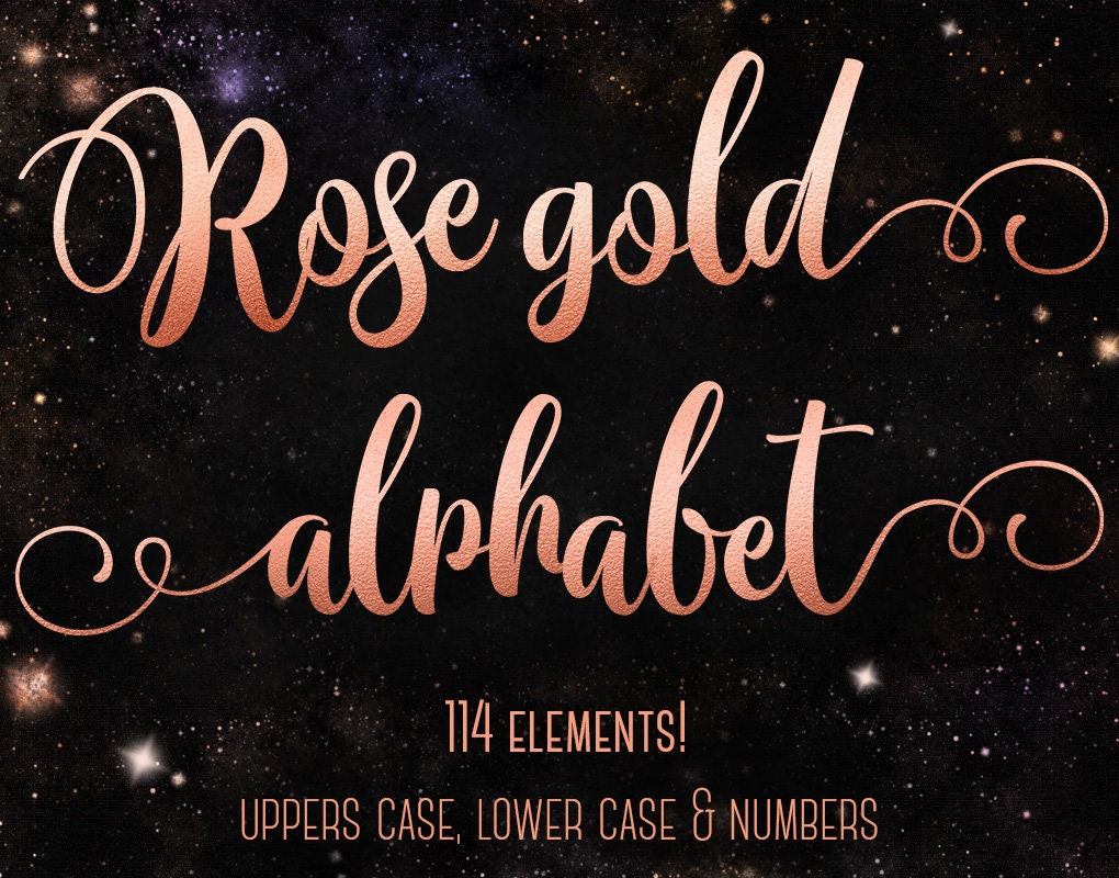 Rose gold font Rose gold alphabet clipart Rose gold foil | Etsy