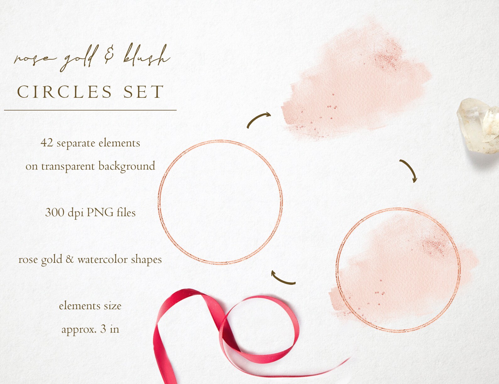 Rose Gold Circles With Blush Watercolor Watercolor Circles - Etsy