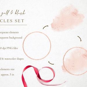 Rose Gold Circles With Blush Watercolor, Watercolor Circles for Logo ...