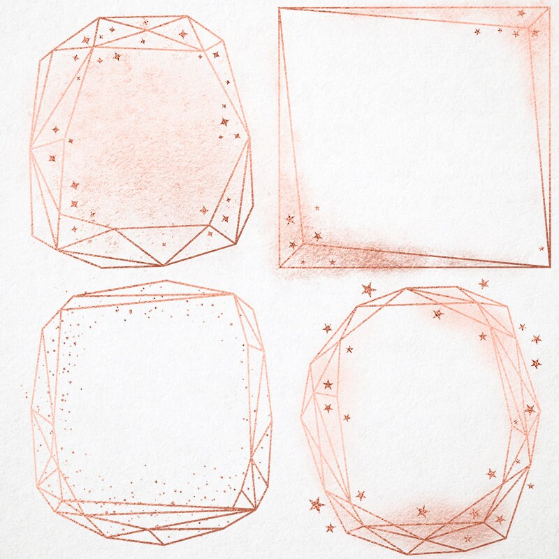 Rose Gold Dusted Crystal Frames Clipart Rose Gold Polygonal - Etsy