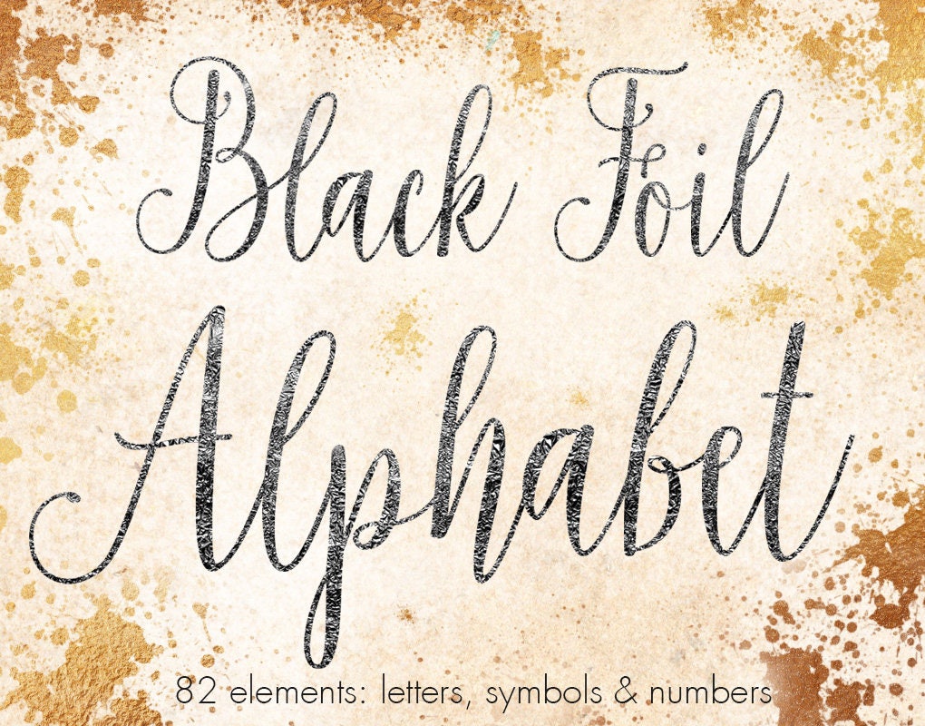 Black Alphabet Black Foil Alphabet Black Typography Clip - Etsy