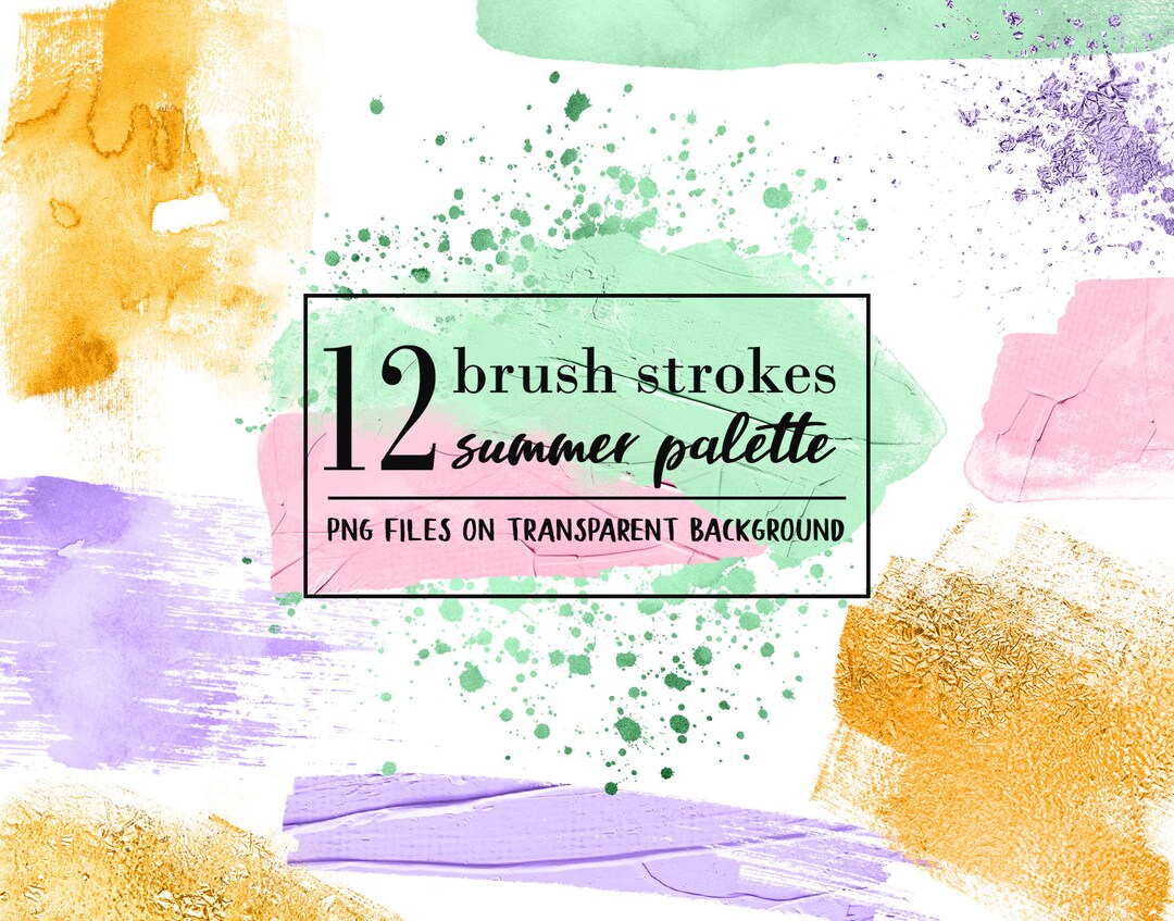 Summer Brush Strokes Clipart: Paint Texture Design Elements (PNG ...