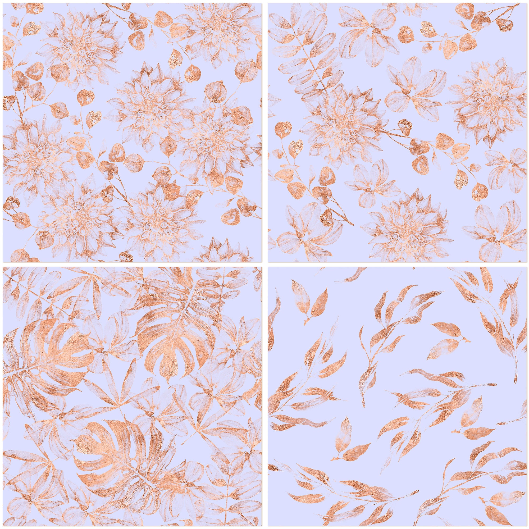 Rose Gold Seamless Floral Patterns Seamless Digital Paper | Etsy