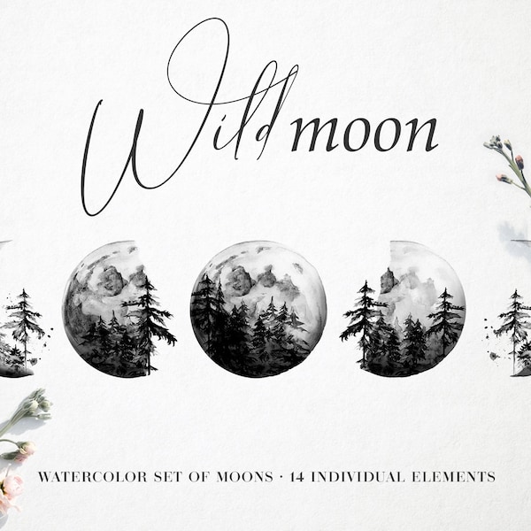 Watercolor Moon - Etsy