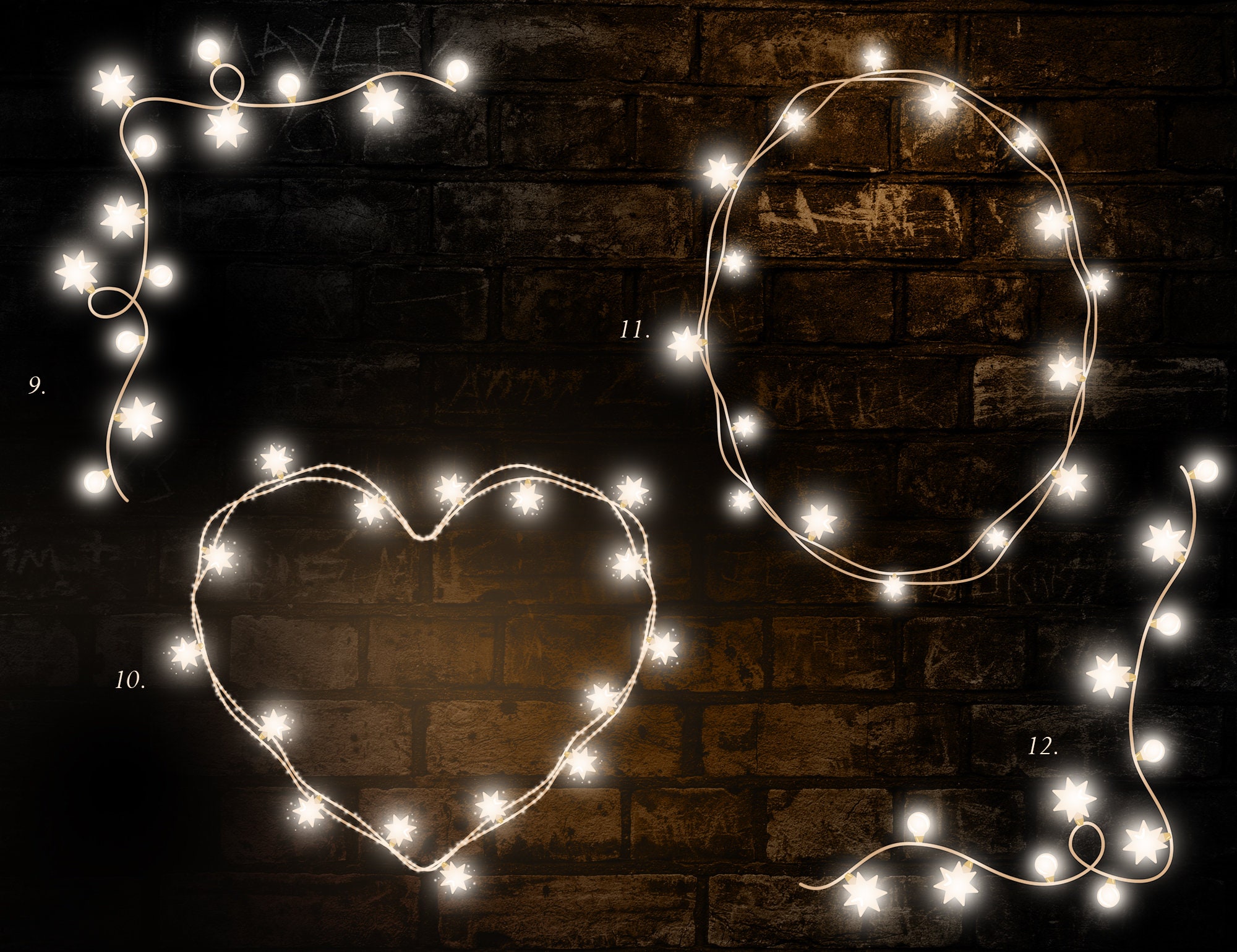 Star String Lights and Frames Clipart Winter String Lights - Etsy