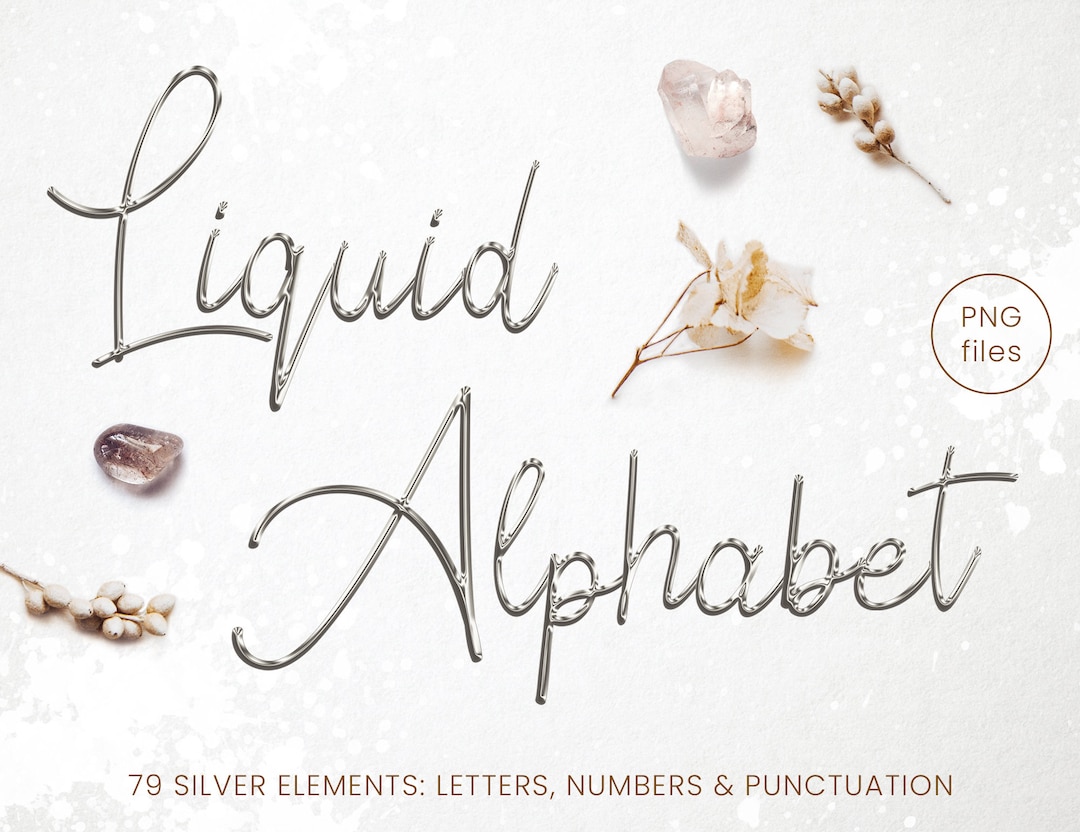 Liquid Silver Letters Clipart, Silver Alphabet, Silver Font Clip Art ...
