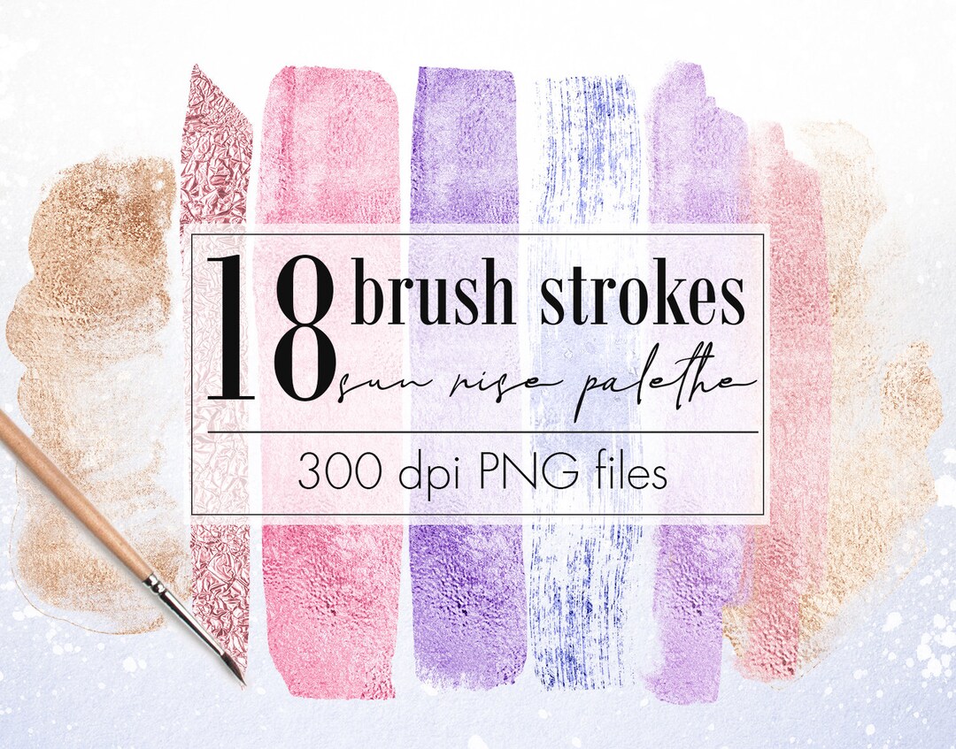 Watercolor & Foil Brush Strokes Clipart, Brush Strokes Set, Watercolor ...