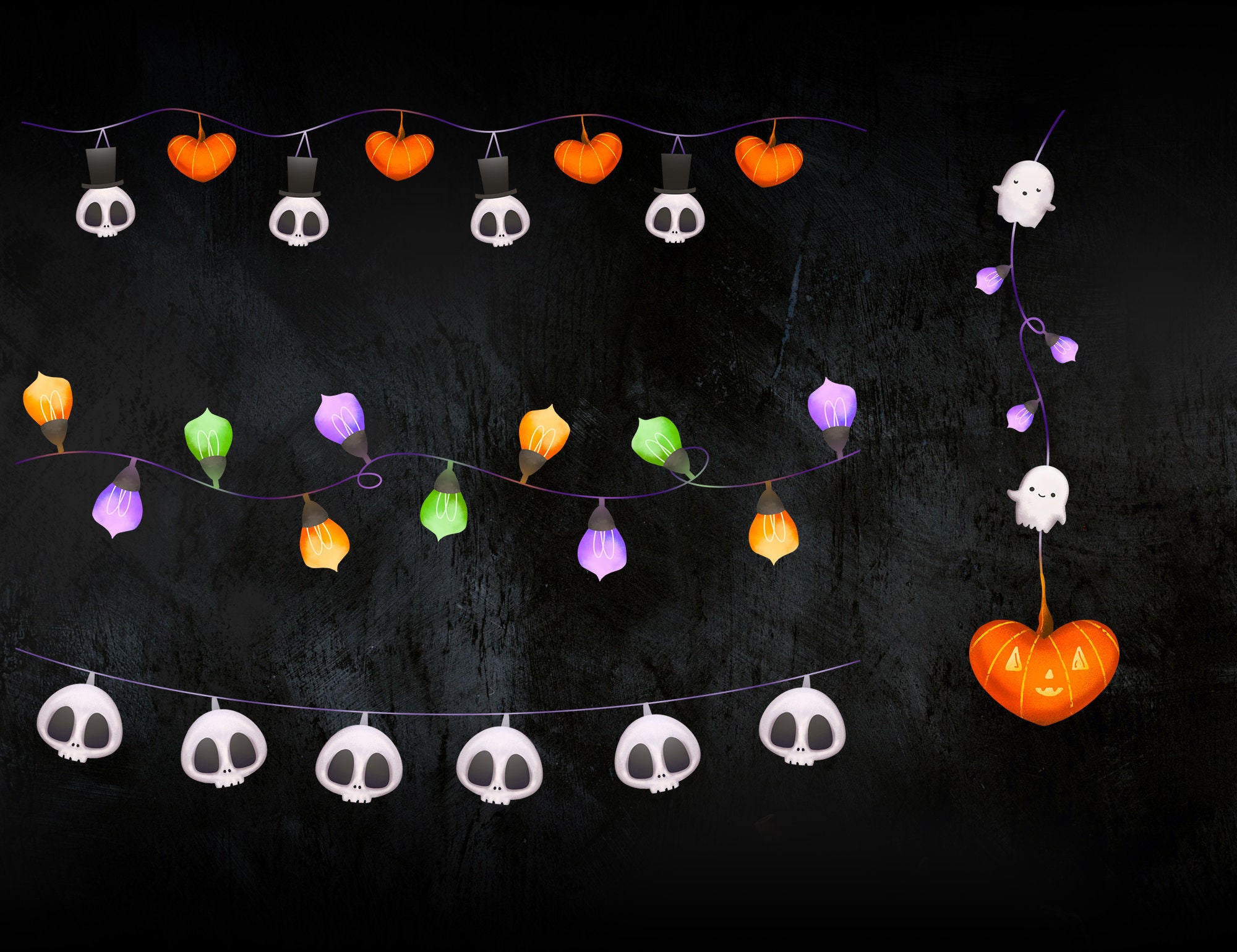 Halloween String Lights Clipart Pumpkin Lanterns Halloween - Etsy