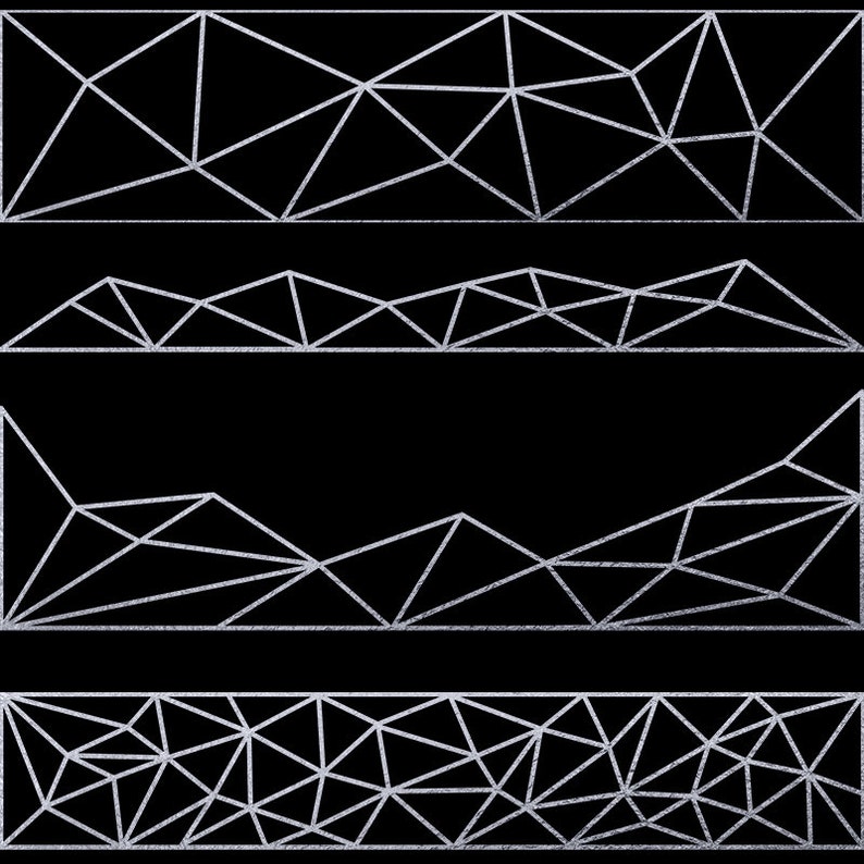 Silver Geometric Borders Clipart Silver Border Overlays - Etsy
