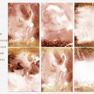 Watercolor & Gold Confetti Digital Paper, 5x7 Papers, Watercolor ...