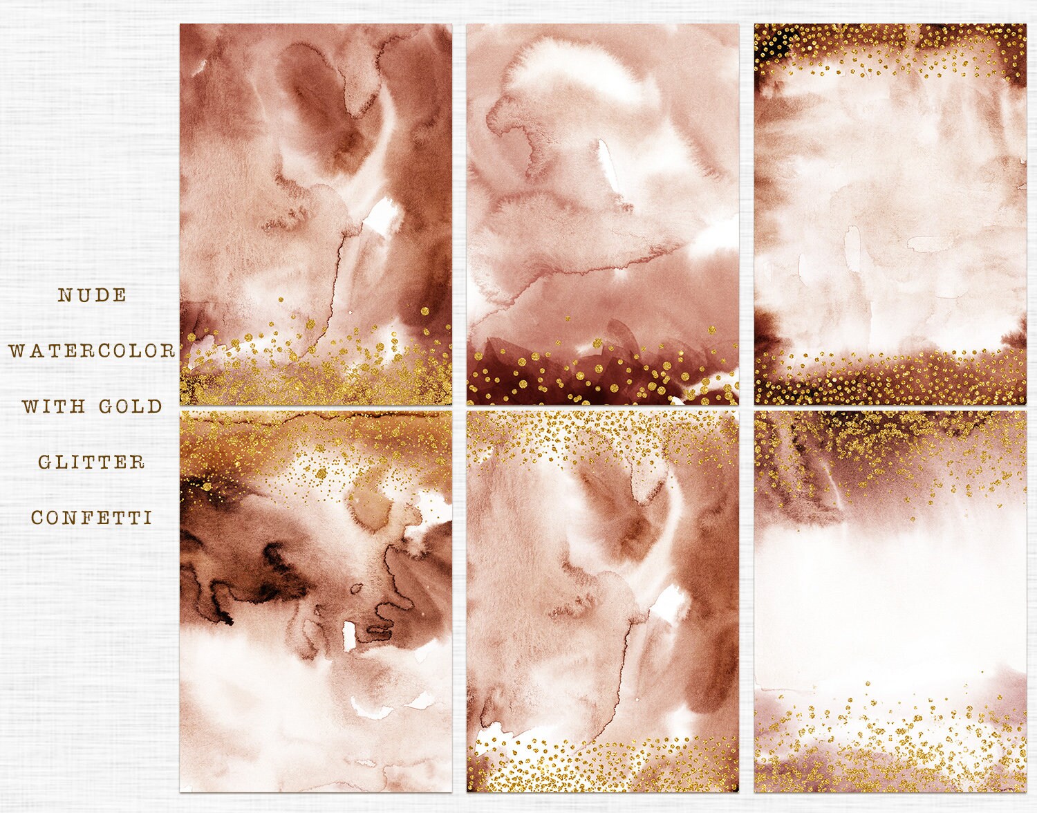 Watercolor & Gold Confetti Digital Paper 5x7 Papers - Etsy