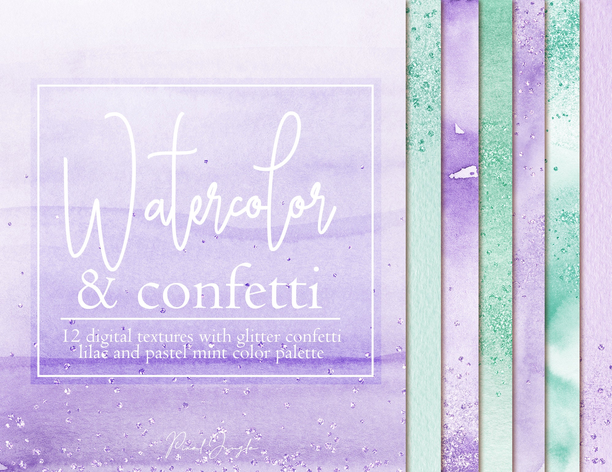 Watercolor and Confetti Digital Papers Glitter Confetti - Etsy