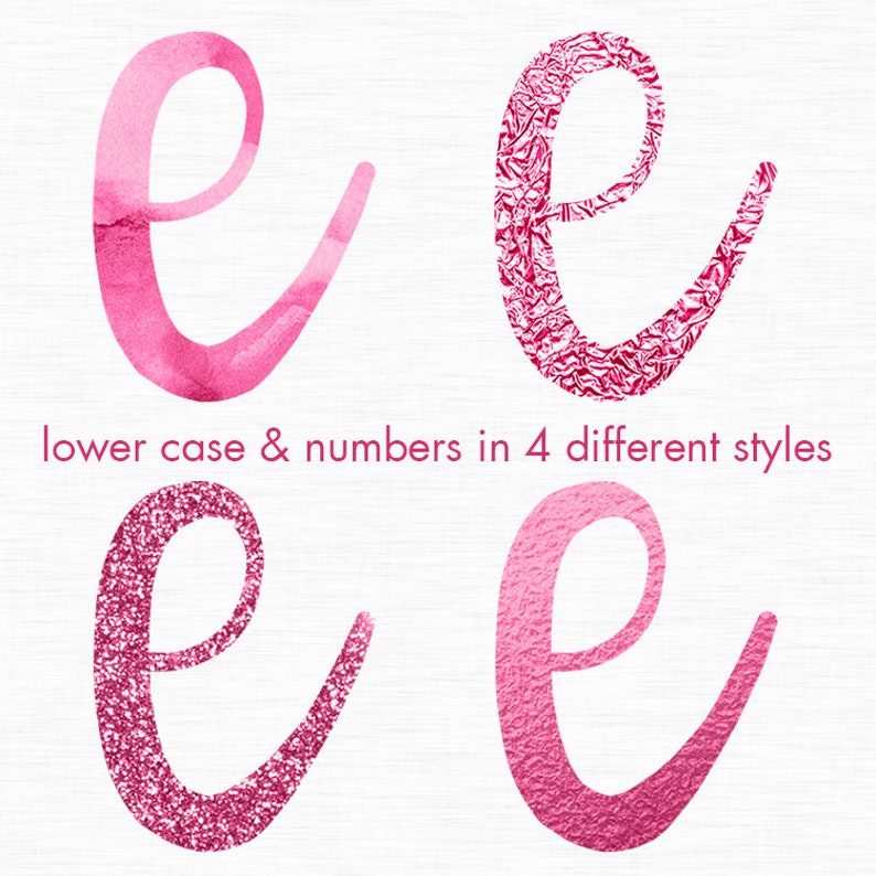 Pink Metallic Alphabet Clipart Pink Font Lower Case Letters - Etsy