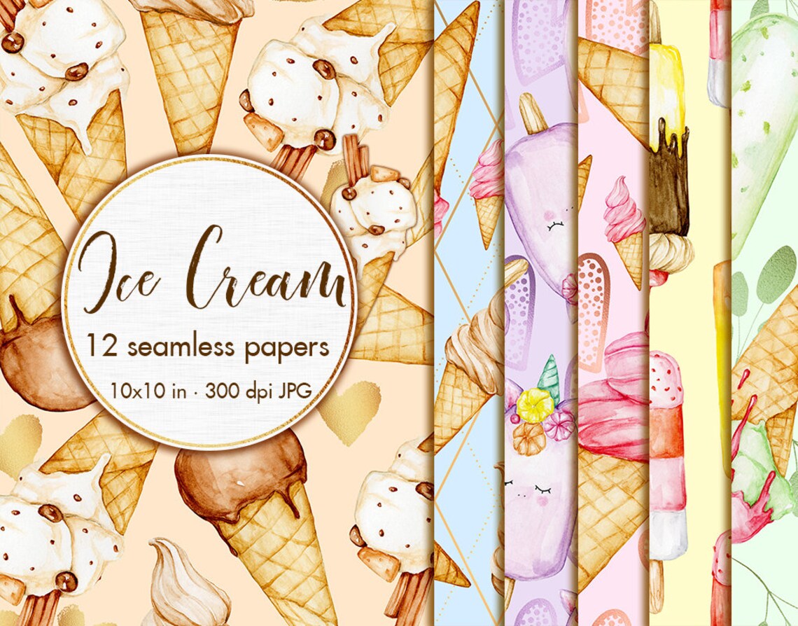 Ice Cream Seamless Digital Paper Seamless Background - Etsy