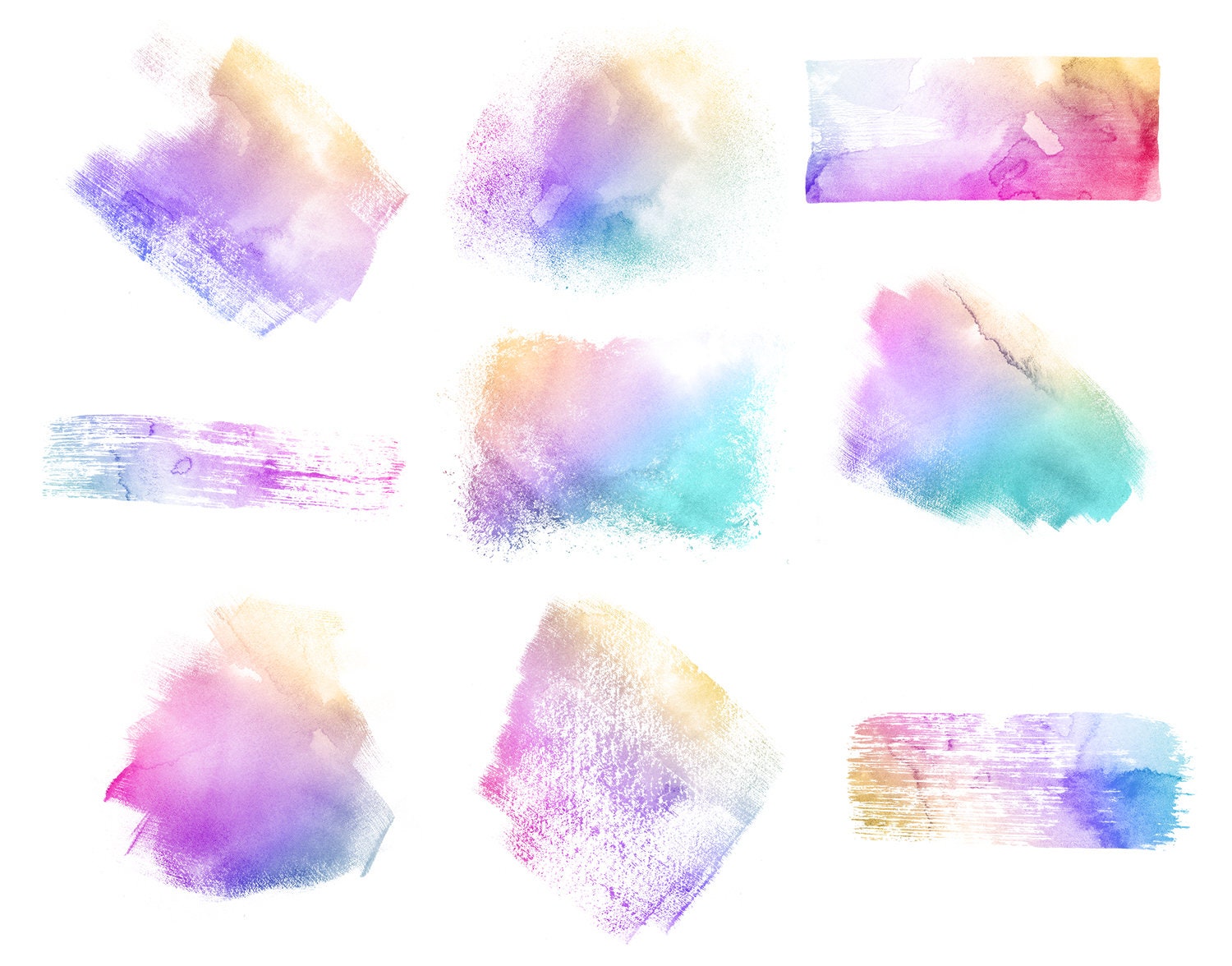 Watercolor Rainbow Brush Strokes Clipart Gold Glitter Brush | Etsy