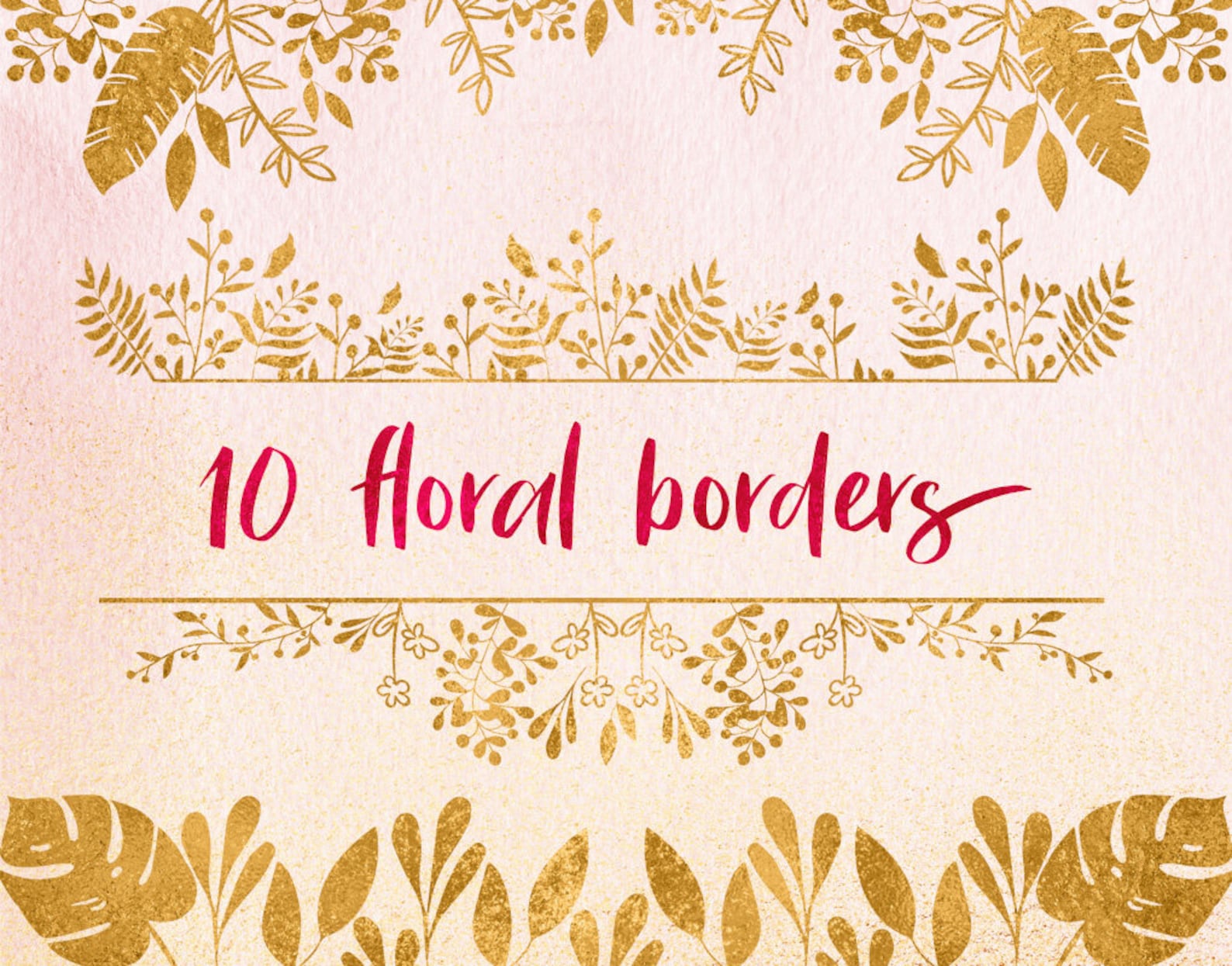 Gold Floral Borders Clipart Gold Foil Borders Wedding - Etsy