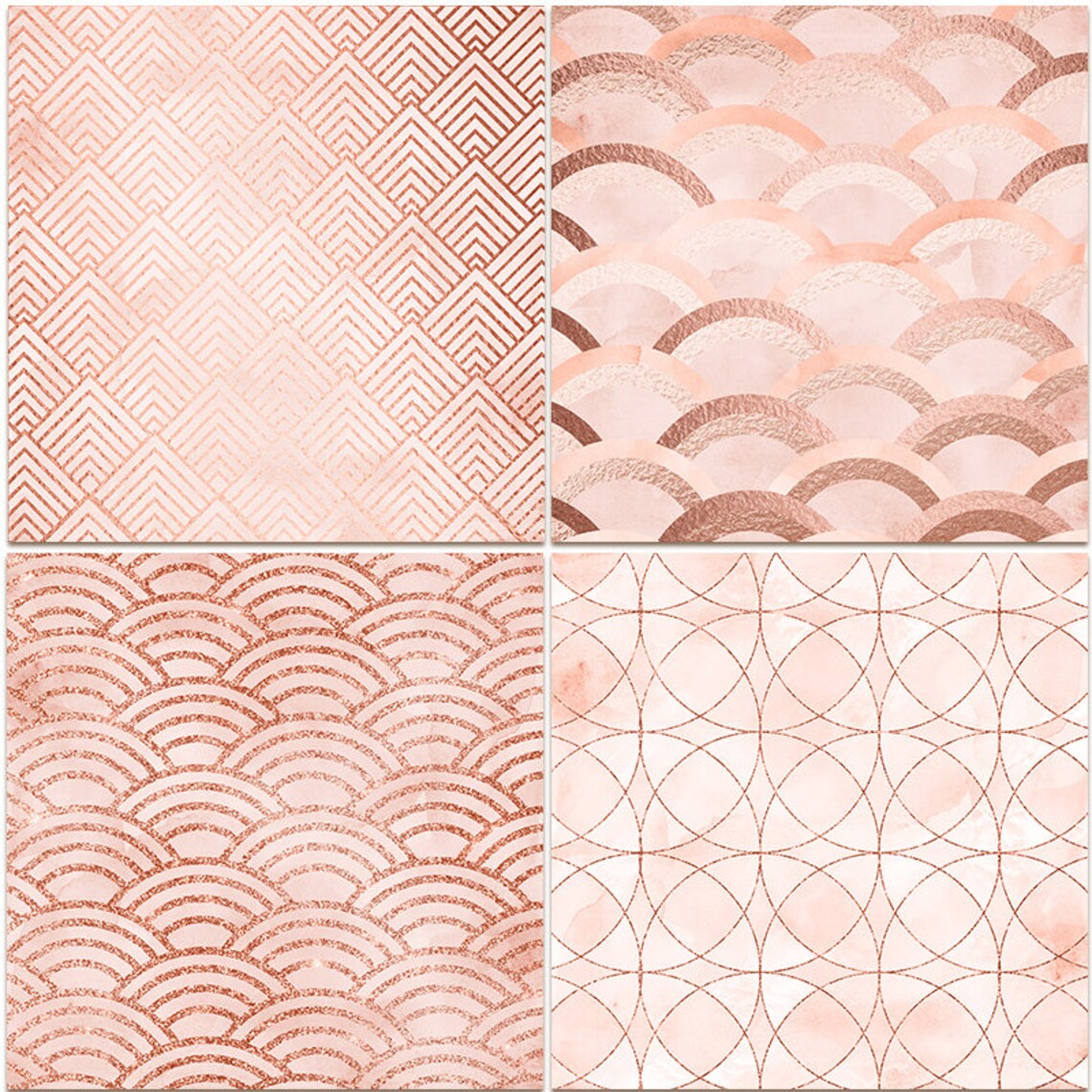Rose Gold Paper Pack Rose Gold Digital Paper Clipart Rose - Etsy