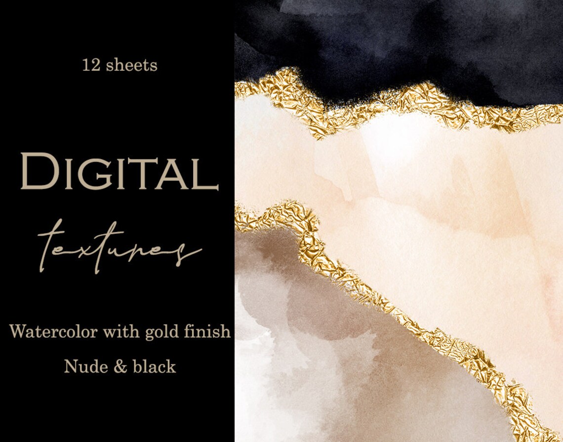 Gold and Watercolor Digital Papers Watercolor Paper Pack | Etsy