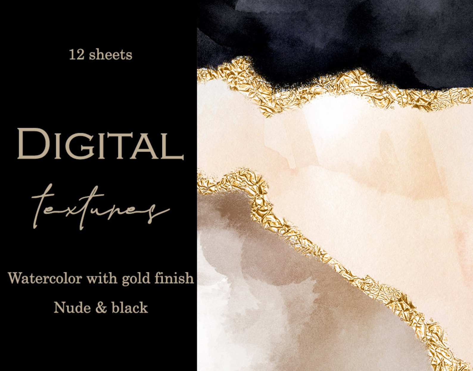 Gold and Watercolor Digital Papers Watercolor Paper Pack | Etsy