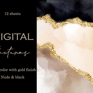 Gold and Watercolor Digital Papers, Watercolor Paper Pack, Gold and ...