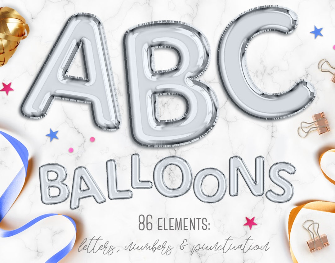 Silver Balloon Alphabet Clip Art, Silver Balloons, Silver Foil Alphabet ...