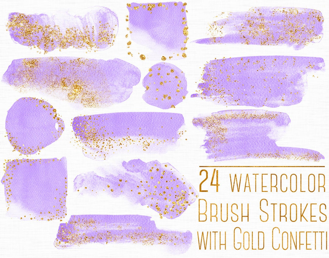 Buy 3 Pay for 2, Violet Brush Strokes, Gold Confetti, Gold Design ...