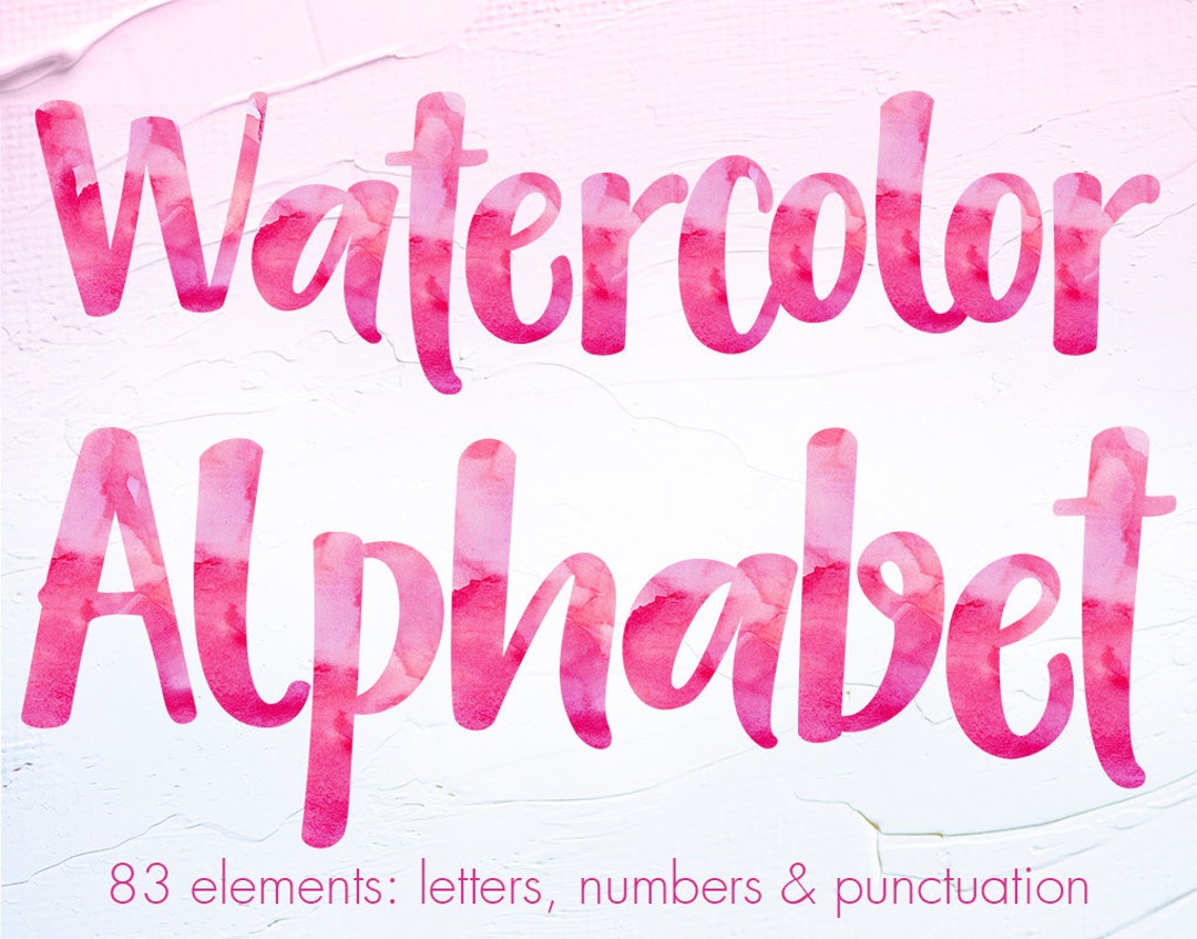 Pink Watercolor Alphabet Clipart, Watercolor Letters, Pink Font Clipart ...