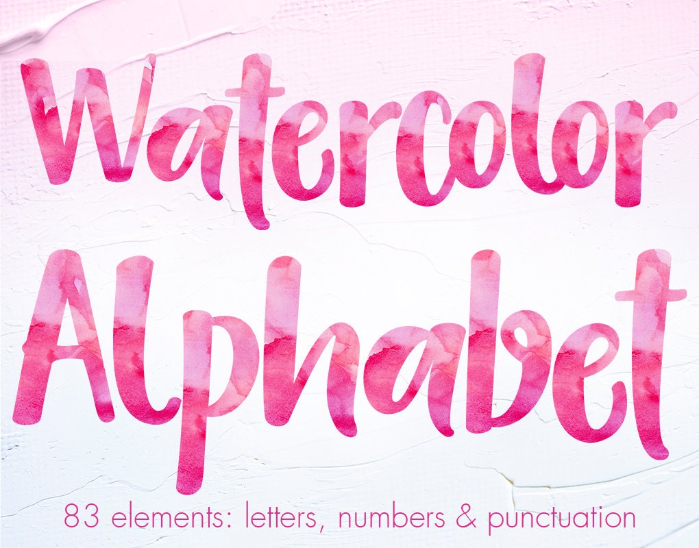 Pink Watercolor Alphabet Clipart Watercolor Letters Pink - Etsy