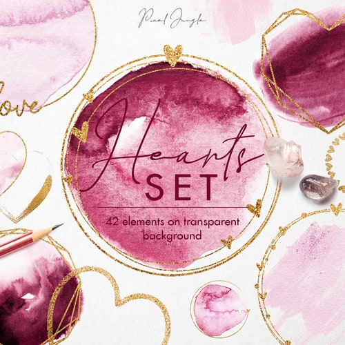 Gold Brush Strokes Clipart Blush & Gold Metallic Glitter | Etsy