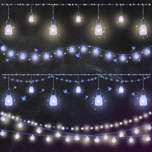Moonlight String Lights Clipart, Mason Jars, Fairy Lights, Bunting ...