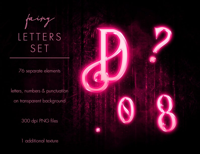 Neon Alphabet Clipart Fairy Letters Clipart Digital Neon - Etsy