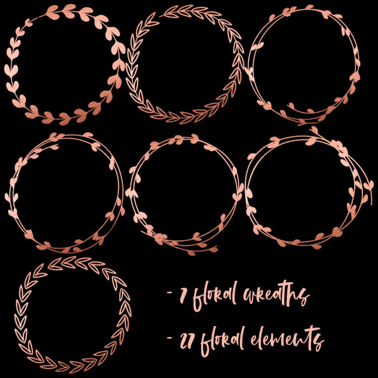 Rose Gold Floral Clipart Rose Gold Design Elements Rose Gold - Etsy