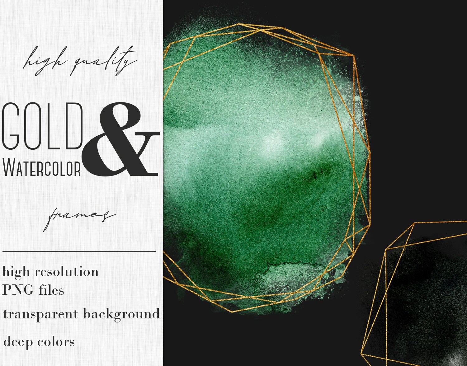 Gold and Watercolor Frames Gold Frames Clipart Polygonal - Etsy