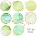 Green Gold Watercolor Circles, Floral Frames, Gold Ornaments, Circles ...