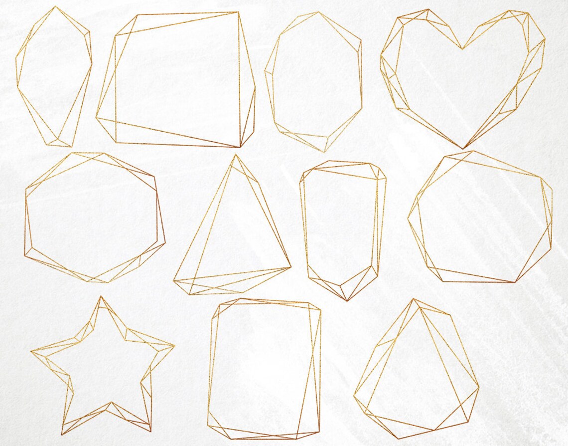Gold Geometric Frames Clipart, Gold Crystal Frames Clip Art, Frame ...