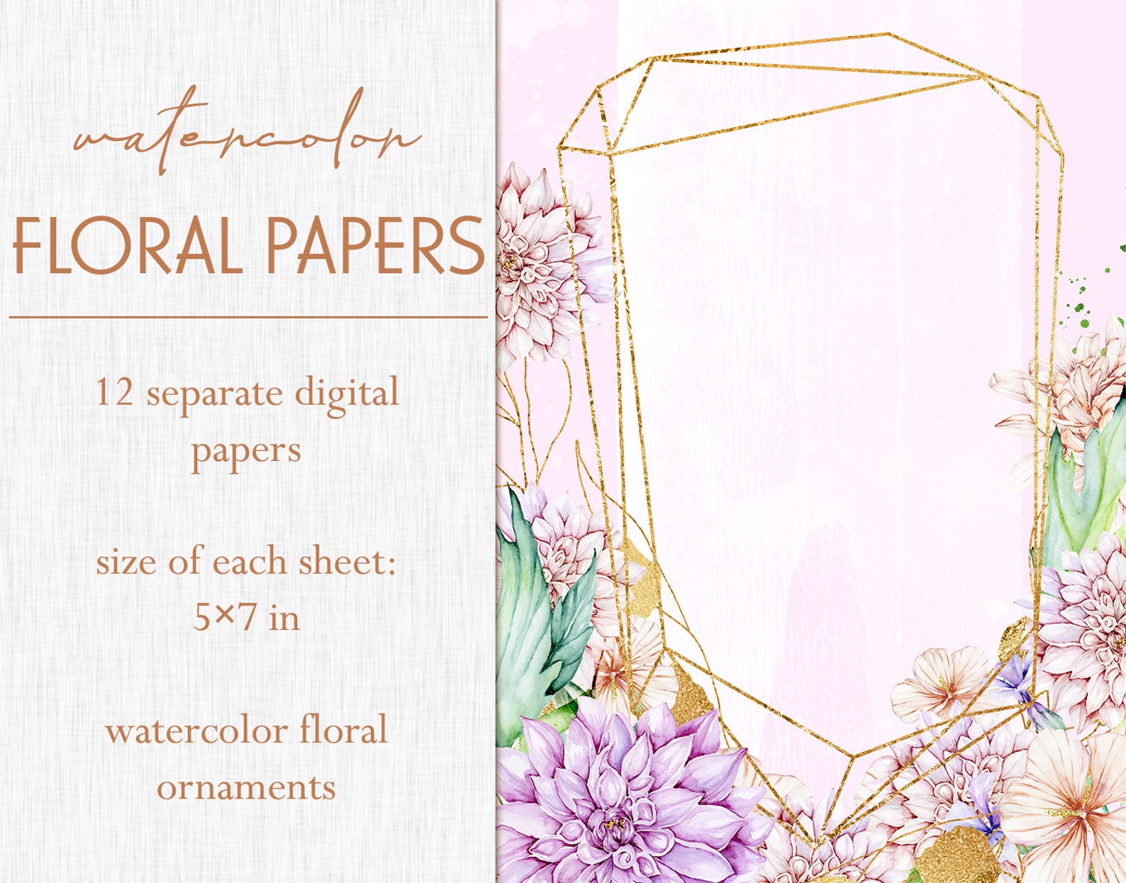 Floral Digital Paper Pack 5x7 Papers Floral Papers Floral | Etsy
