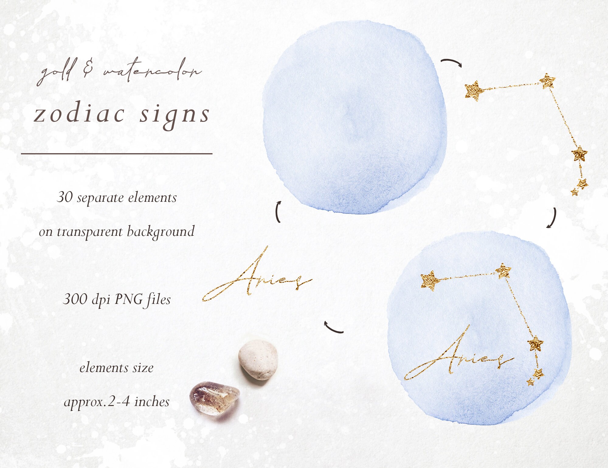 Gold Zodiac Constellations Clipart: Watercolor Celestial Signs (PNG) - Etsy