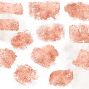 Aged Rose Gold Splashes Clipart, Brush Strokes Clipart, Design Elements ...