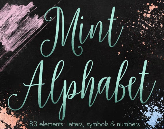 Mint Green Alphabet Mint Alphabet Mint Letters Green | Etsy