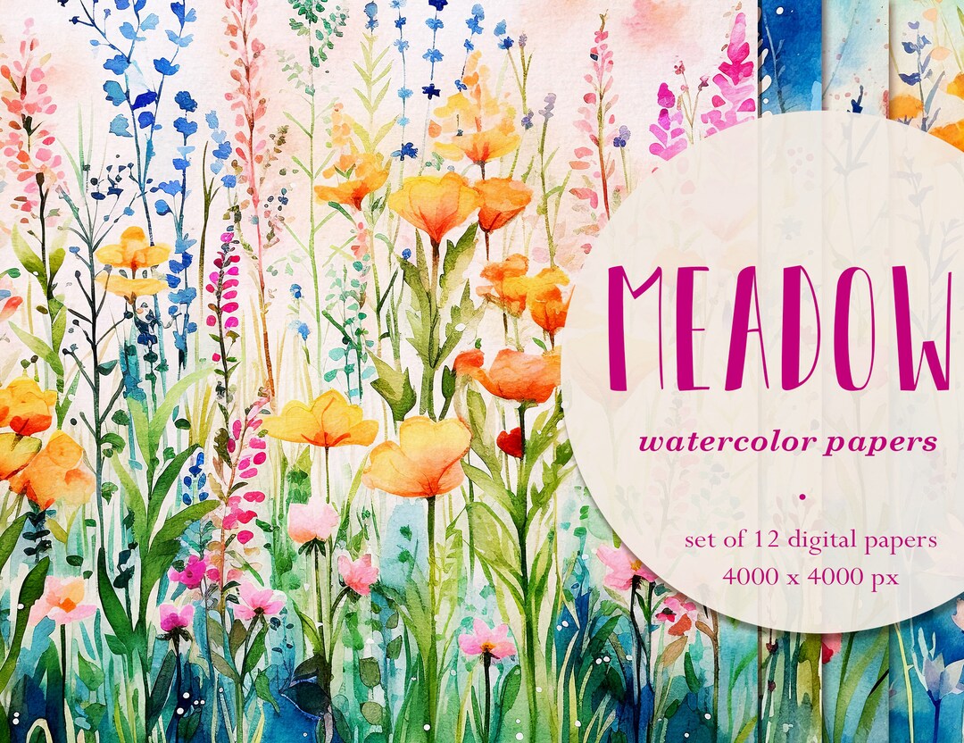 Watercolor Meadow Backgrounds, Meadow Wallpaper, Watercolor Background ...