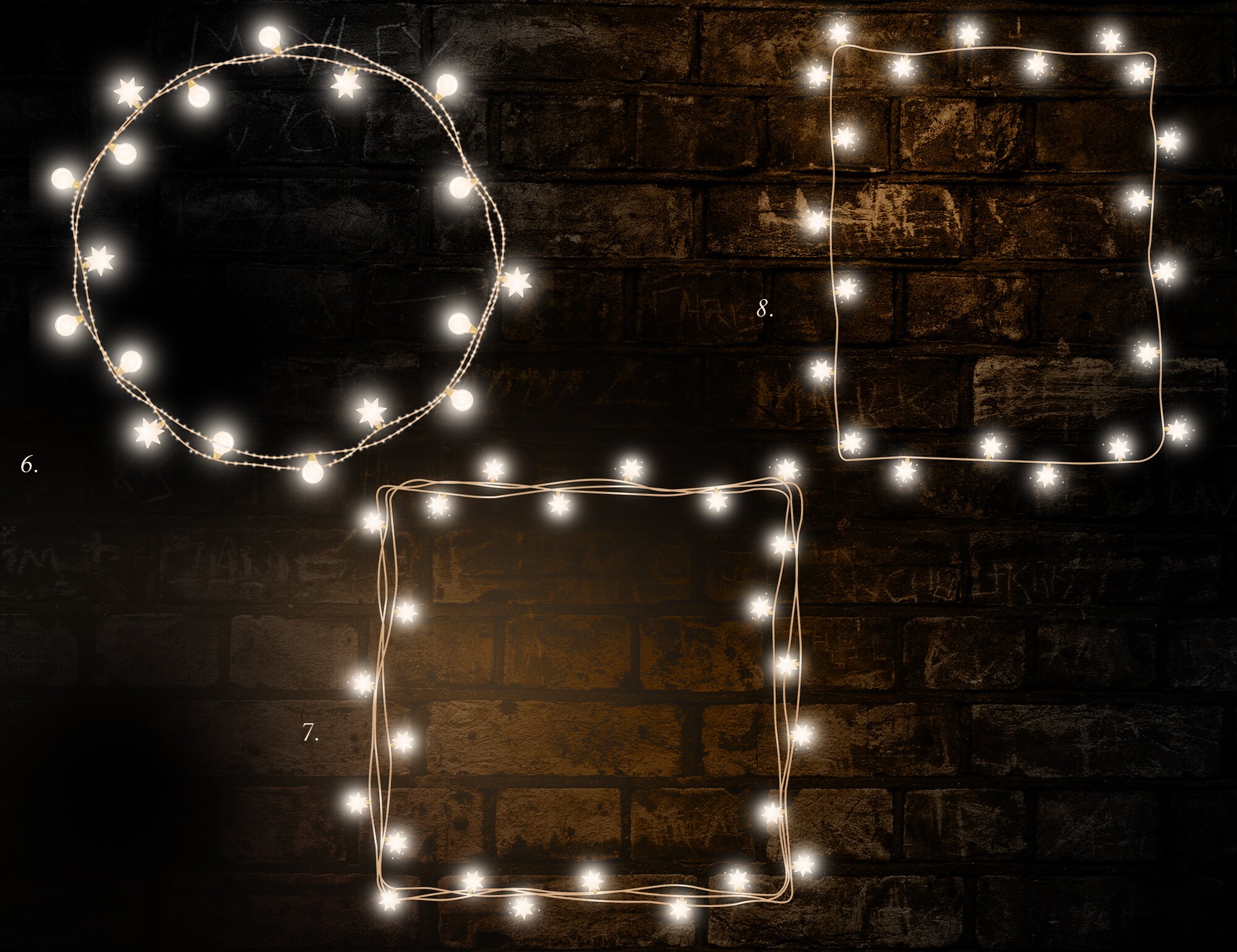 Star String Lights and Frames Clipart Winter String Lights - Etsy